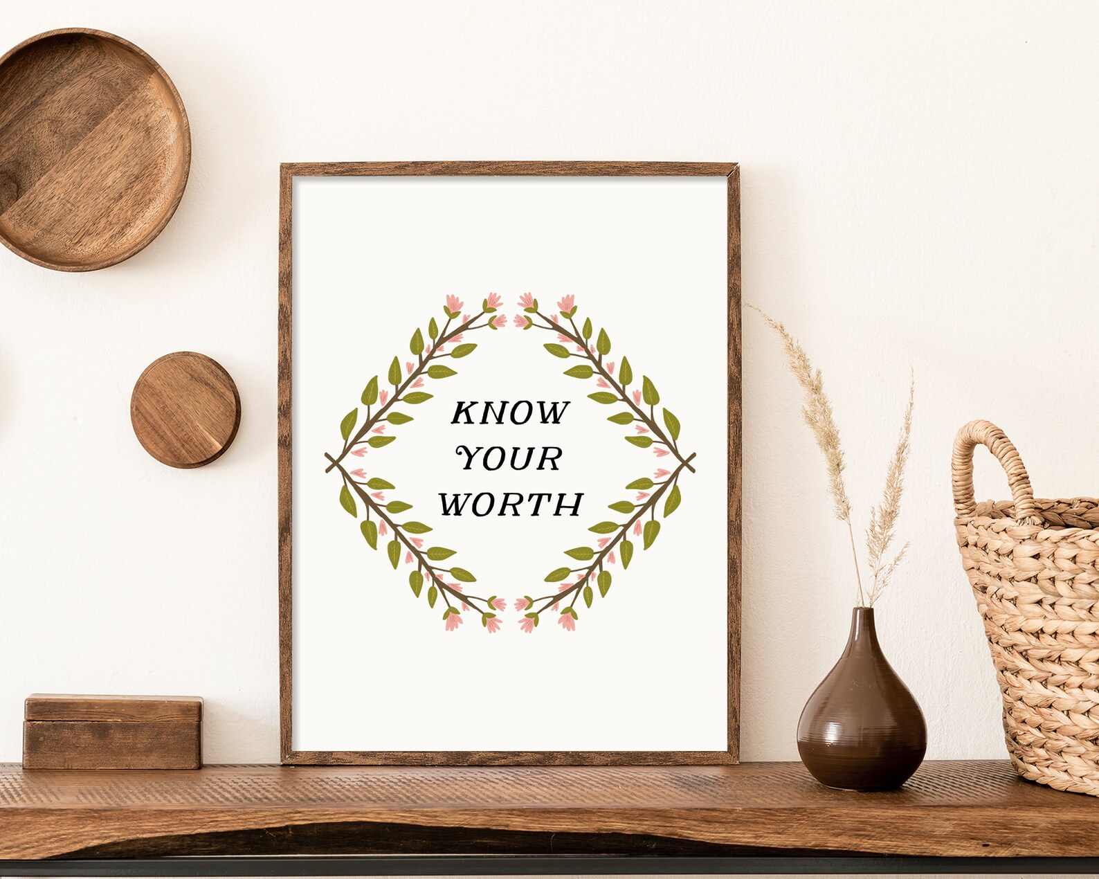 Inspirational Quote and Floral Wreath Print | Etsy