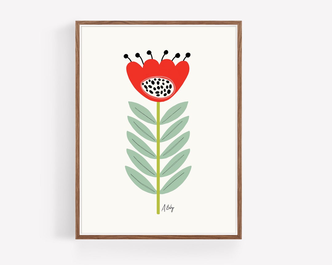 Abstract Scandinavian Floral Art Print - Etsy