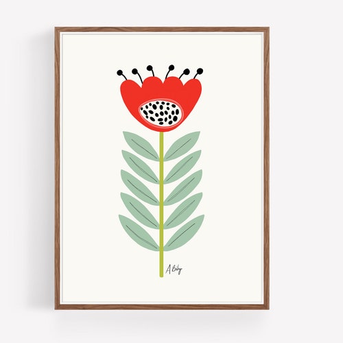 Abstract Scandinavian Floral Art Print - Etsy