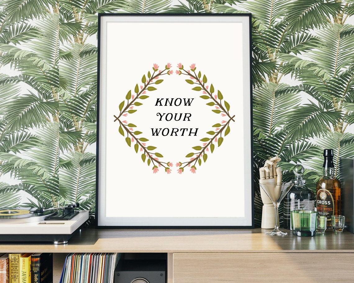 Inspirational Quote and Floral Wreath Print | Etsy