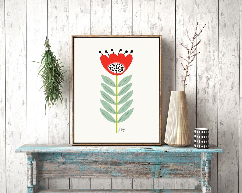 Abstract Scandinavian Floral Art Print - Etsy