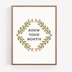 Inspirational Quote and Floral Wreath Print - Scandinavian Hygge Decor ...
