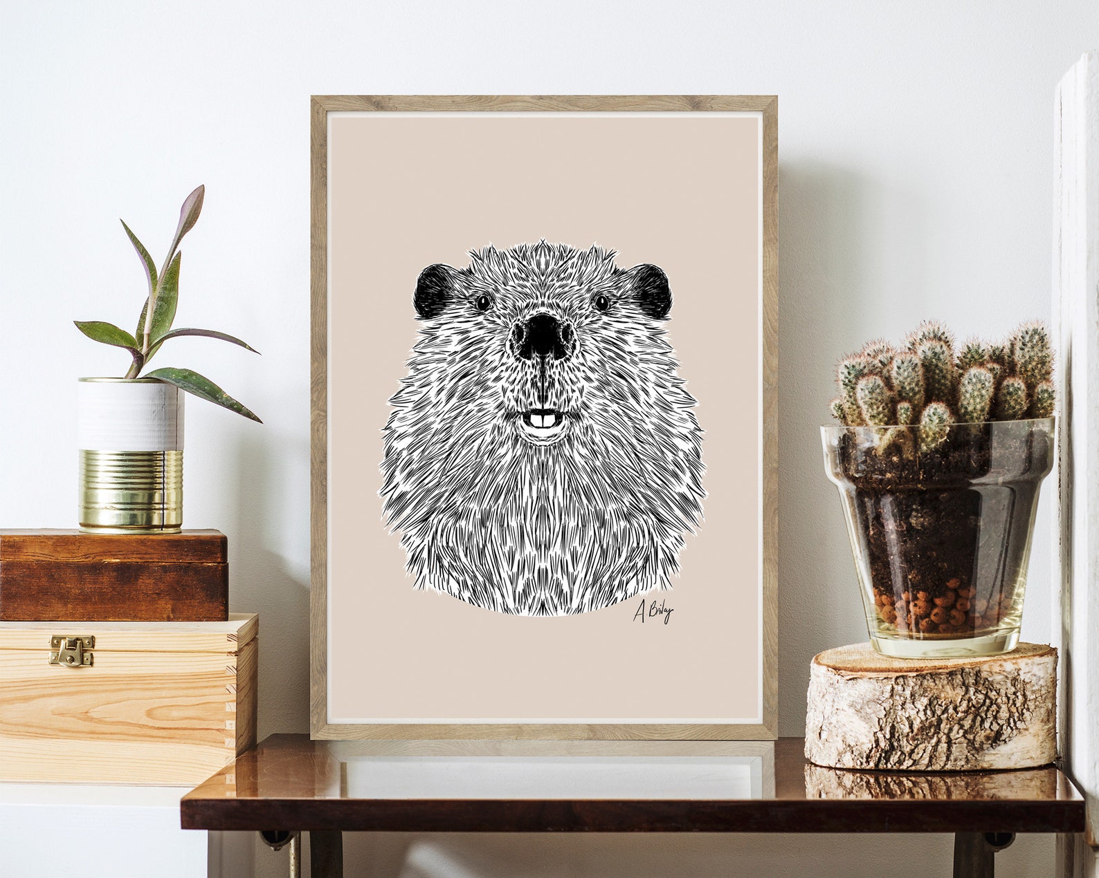 Beaver Art Print | Beaver Wall Art | Customizable Prints | Nursery ...
