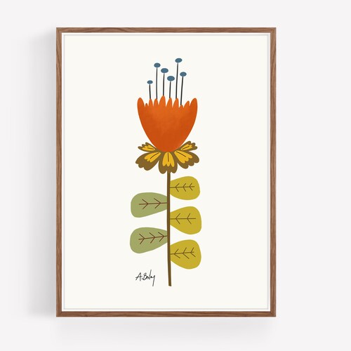 Abstract Scandinavian Floral Art Print - Etsy