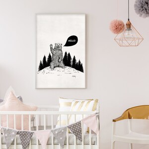 Funny Hello Bear Art Print - Etsy
