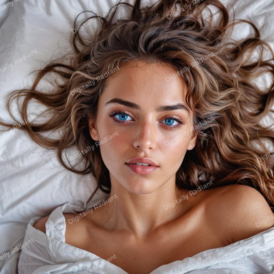 Brunette Woman Portrait | Bedroom Model Stock Photo (PNG & JPG) - Etsy