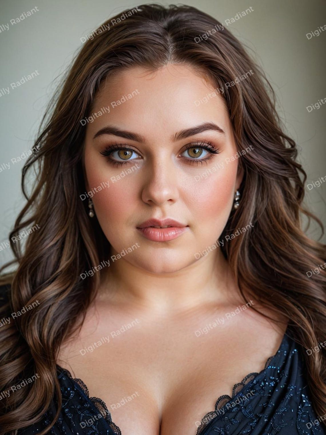 Plus Size Brunette Woman Portrait Cover Model Mockup Png Jpg Etsy