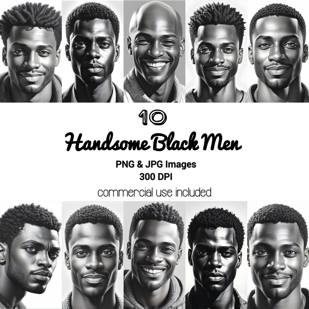 10 Handsome Black Men Pencil Drawing Black and White Images Ethnic ...