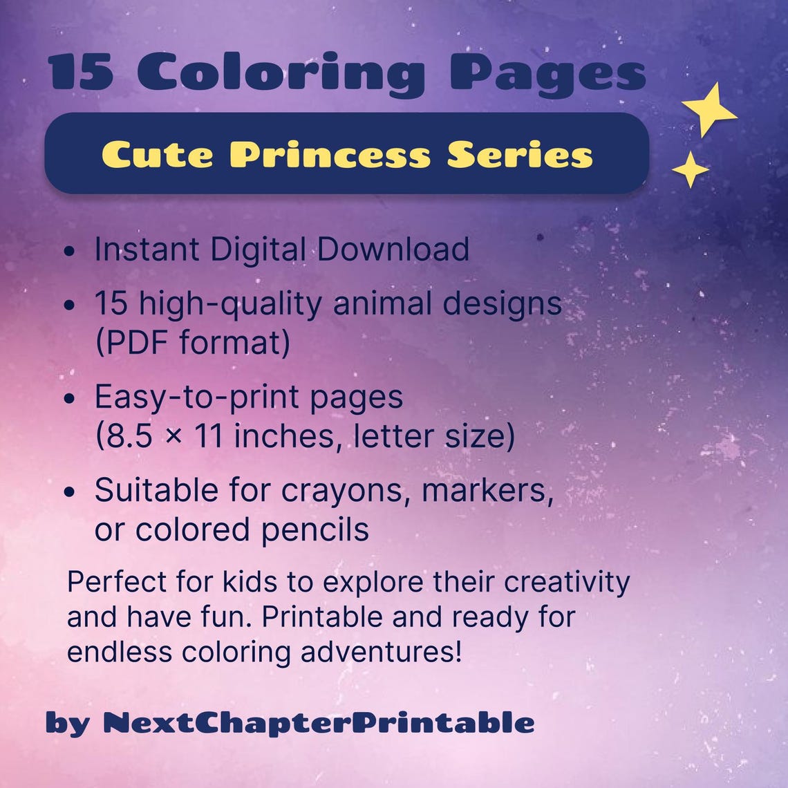 15 Cute Princess Coloring Pages | Printable PDF | Kids Coloring Pages ...