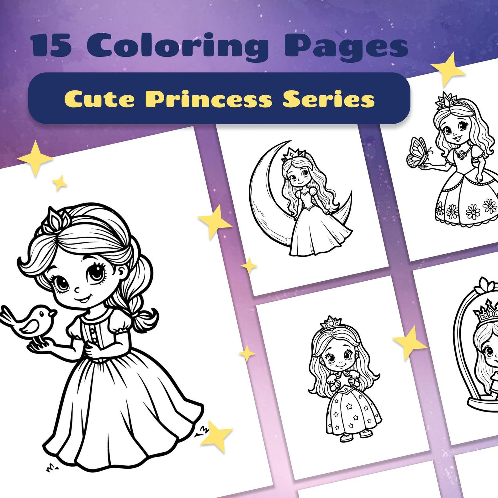 15 Cute Princess Coloring Pages | Printable PDF | Kids Coloring Pages ...