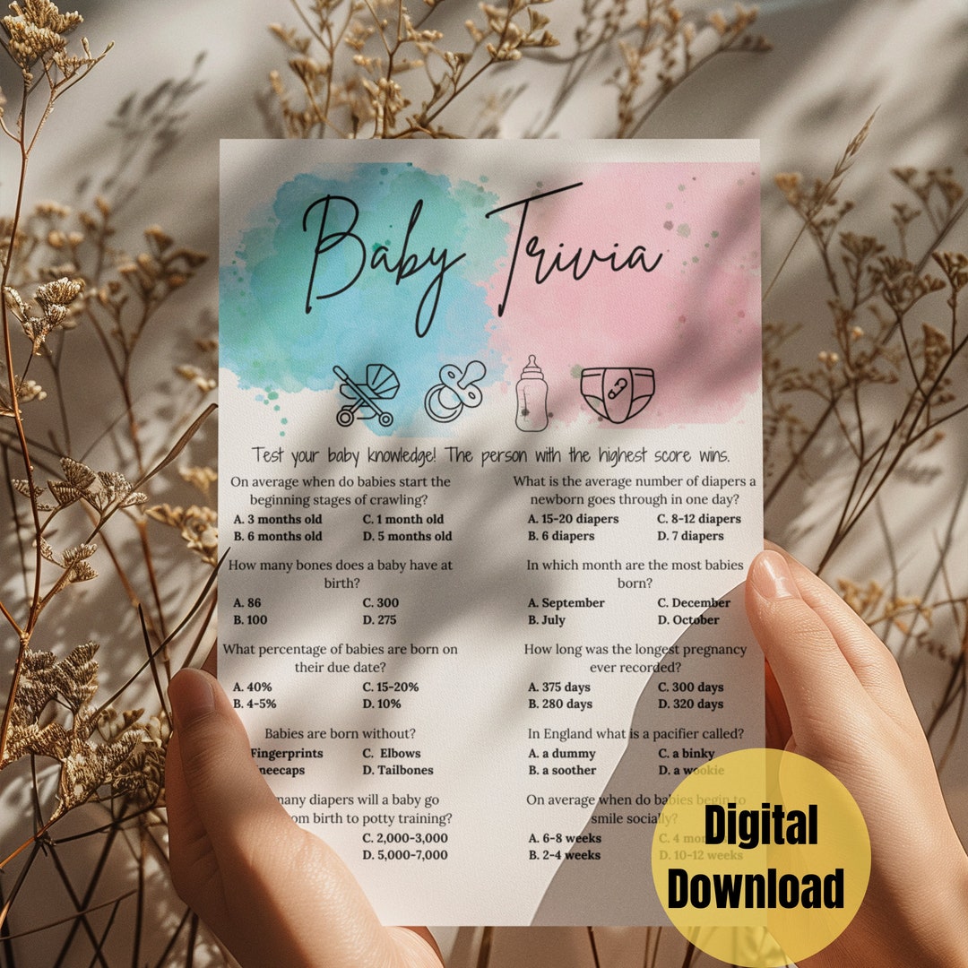 Printable Baby Trivia Questions Baby Shower Game Fun Baby Shower Game ...