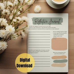 Printable Reflective Journal Mental Health Worksheets Emotional Support ...