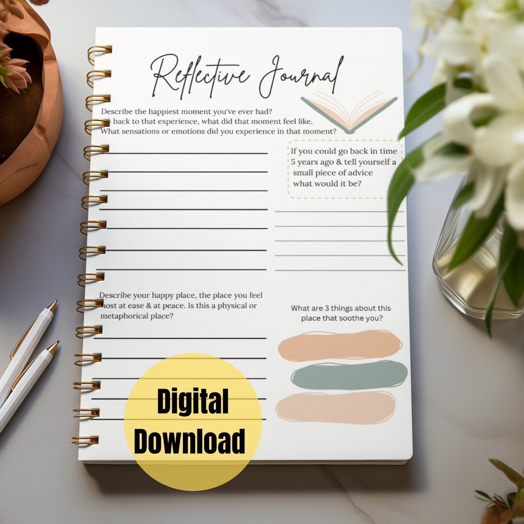 Printable Reflective Journal Mental Health Worksheets Emotional Support ...