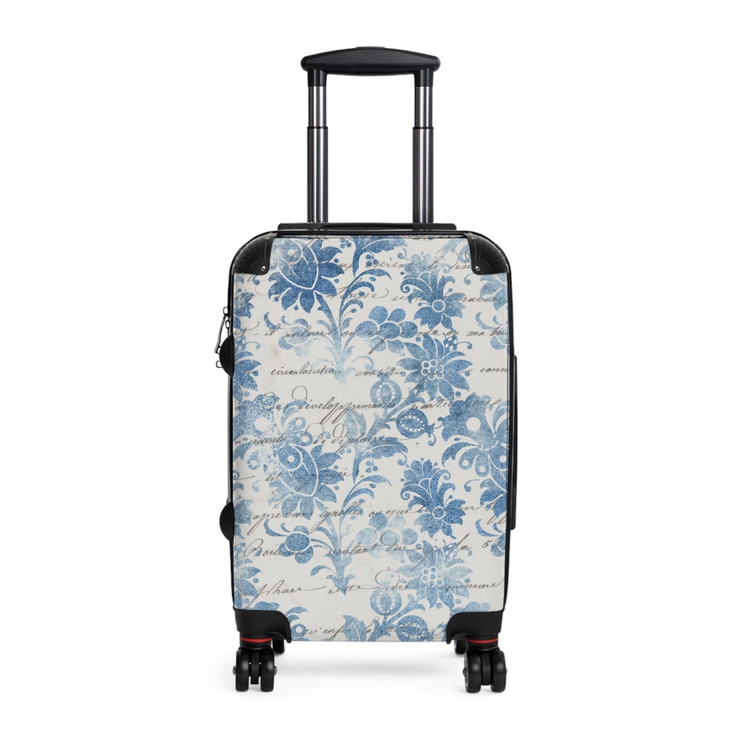 Unique Blue Floral Overlay Suitcase - Etsy