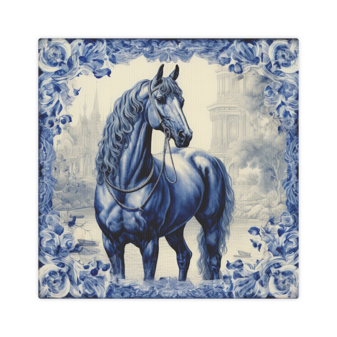 Blue Delft Horse Canvas Photo Tile - Etsy