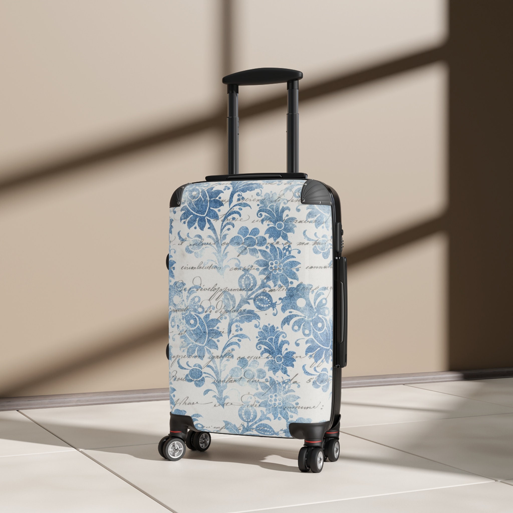 Unique Blue Floral Overlay Suitcase - Etsy