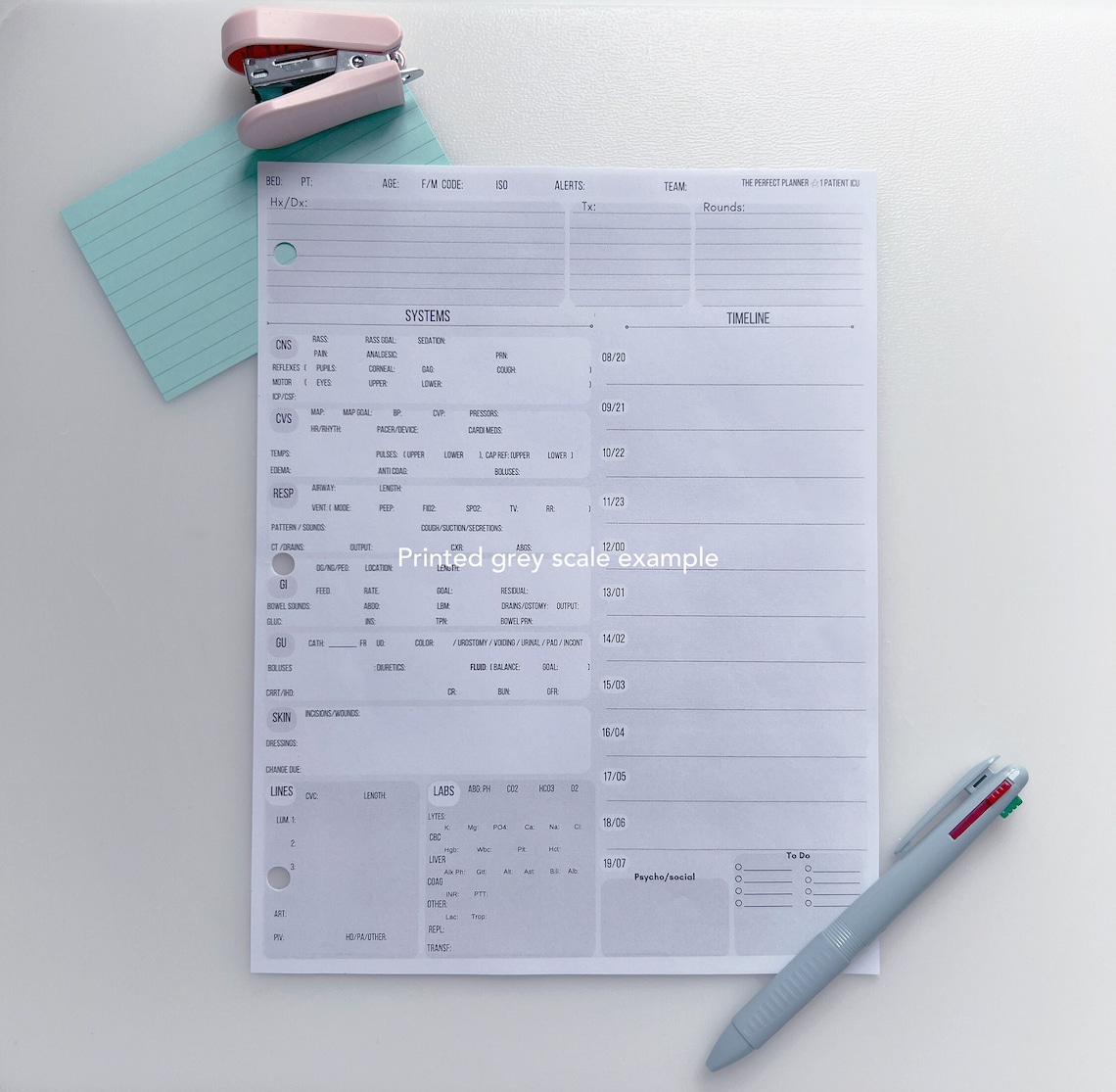 ICU Report Cheat Sheet, System-by-system With Time Management Planner ...