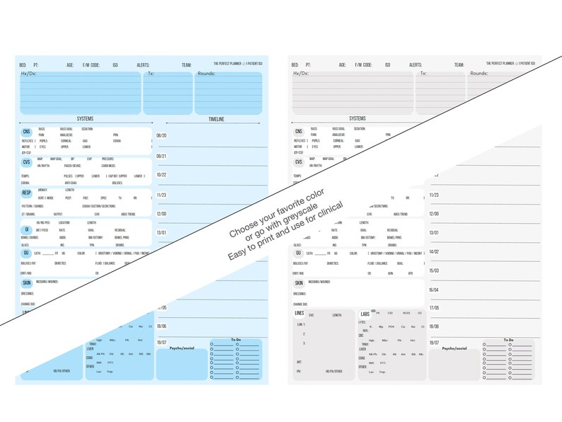 ICU Report Cheat Sheet, System-by-system With Time Management Planner ...