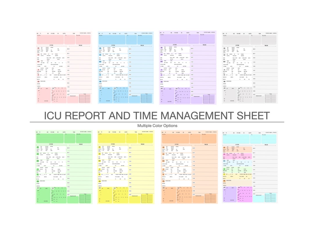 ICU Report Cheat Sheet, System-by-system With Time Management Planner ...