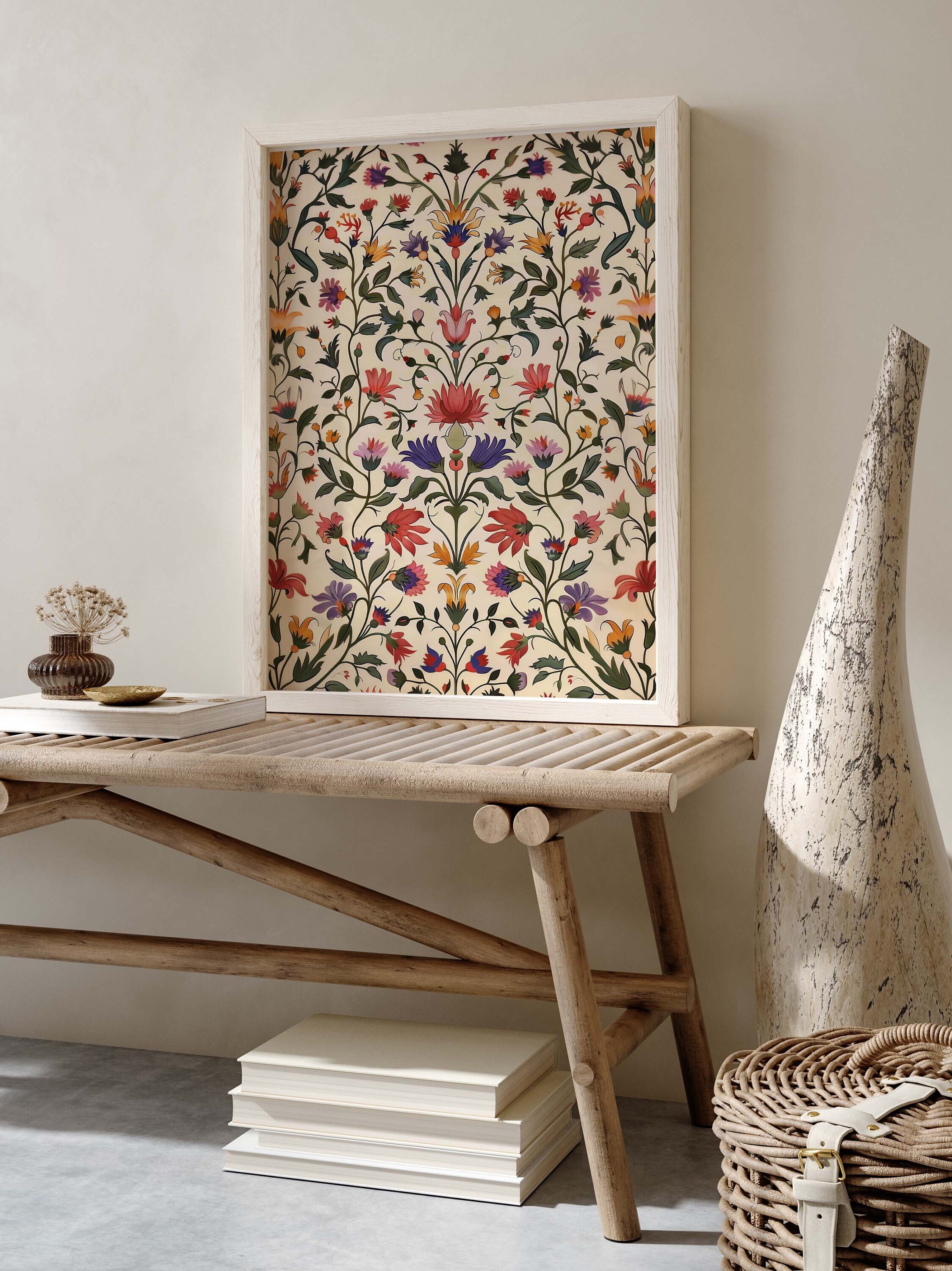 Indian Folk Art, Indian Floral Pattern Printable, Vintage Tapestry ...