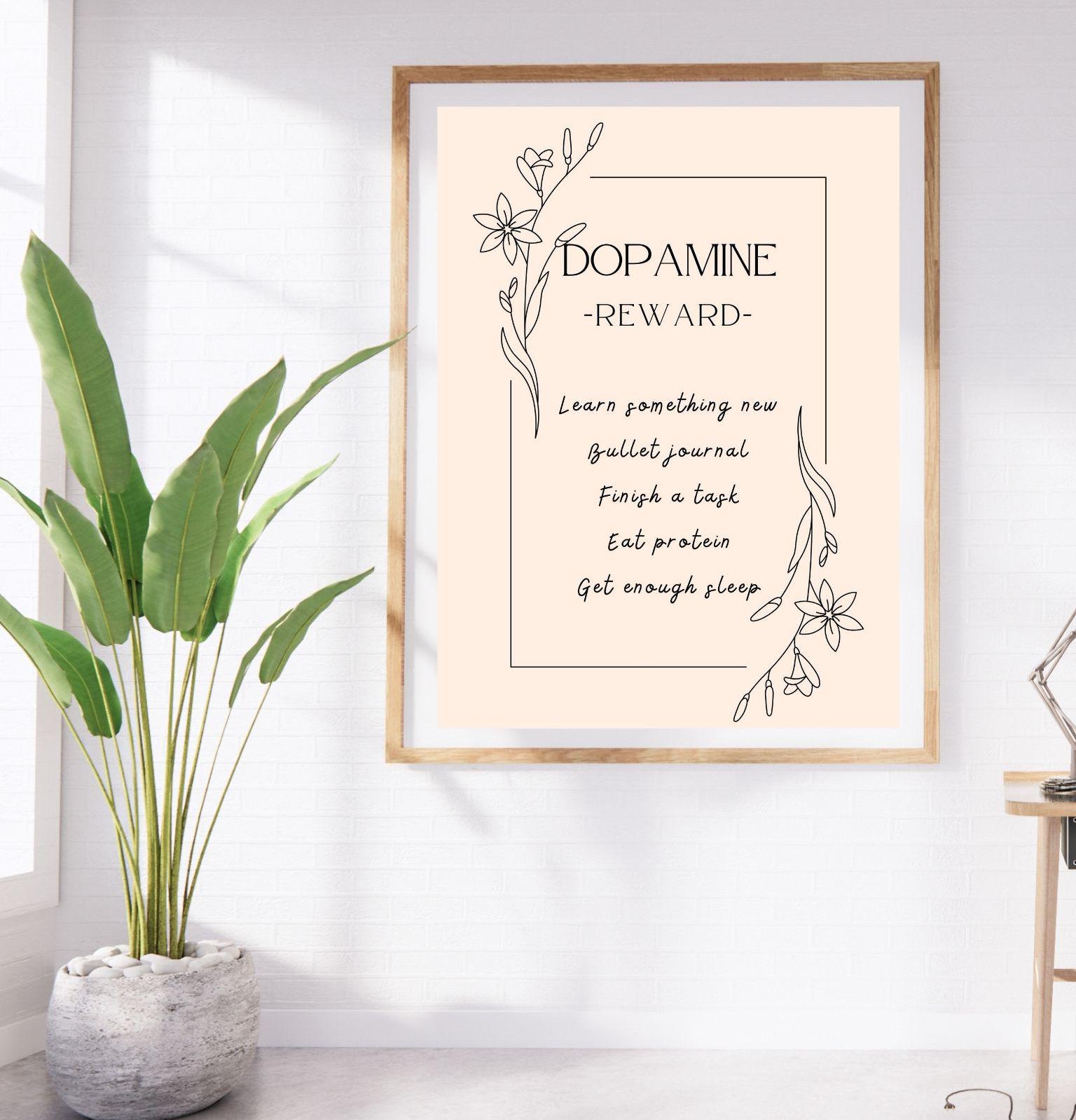 Dopamine Brain Health Poster, Therapy Office Decor, SPA, Happiness ...