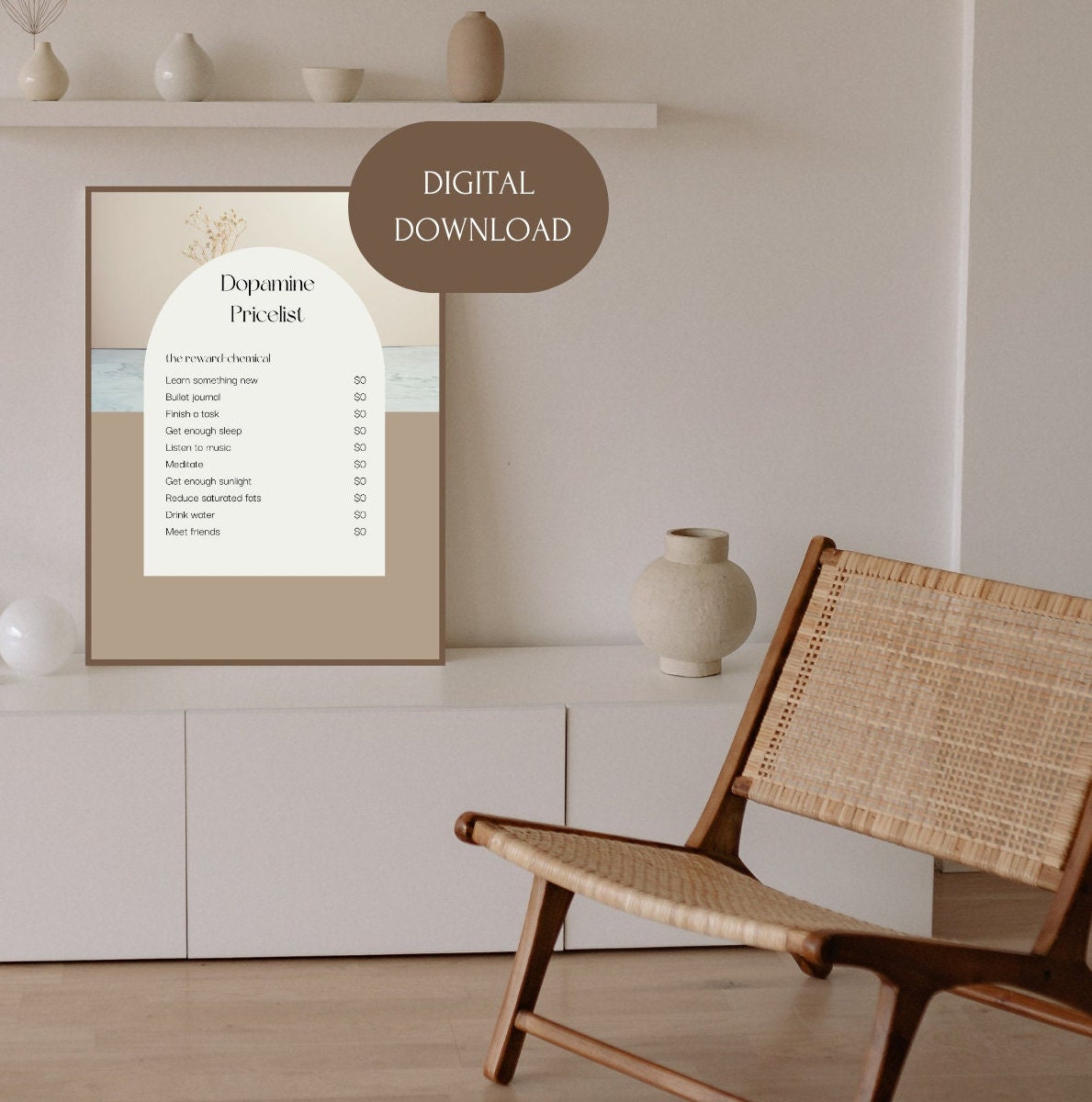 Dopamine Brain Health Poster, Therapy Office Decor, SPA, Happiness ...