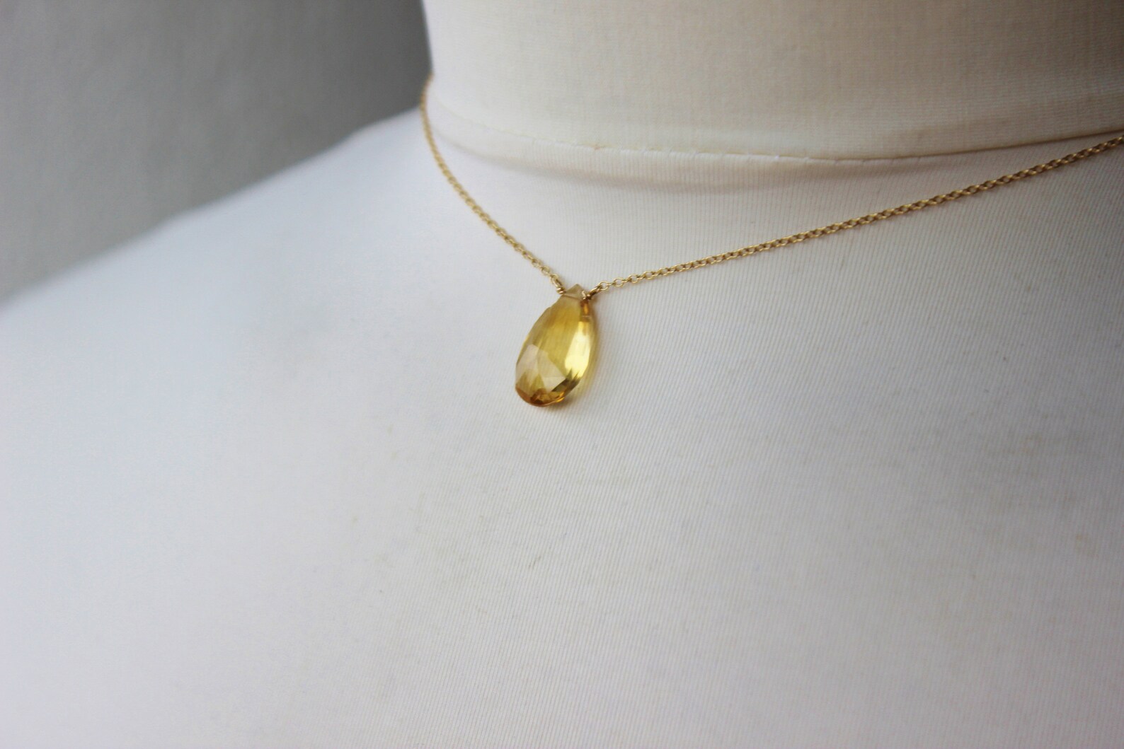 Solitaire Citrine Choker Necklace Gold Citrine Pendant - Etsy