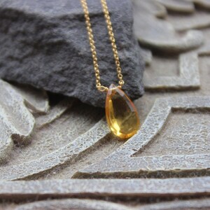 Solitaire Citrine Choker Necklace, Gold Citrine Pendant Necklace ...