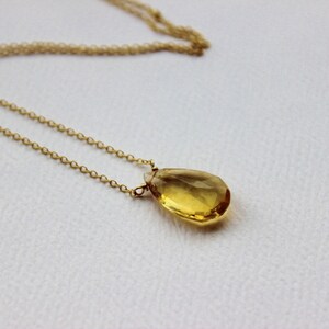 Solitaire Citrine Choker Necklace, Gold Citrine Pendant Necklace ...