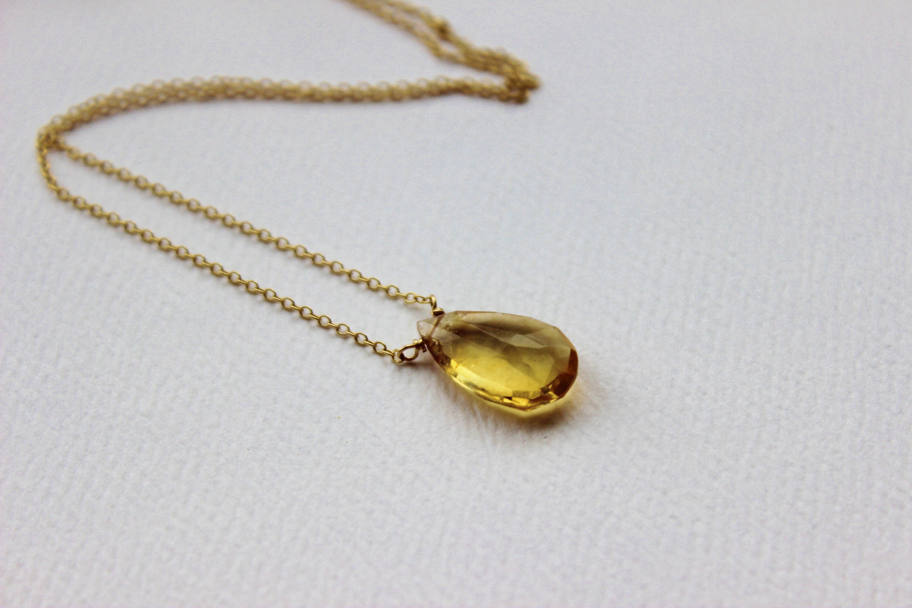 Solitaire Citrine Choker Necklace Gold Citrine Pendant - Etsy