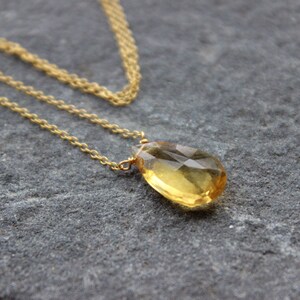 Solitaire Citrine Choker Necklace, Gold Citrine Pendant Necklace ...