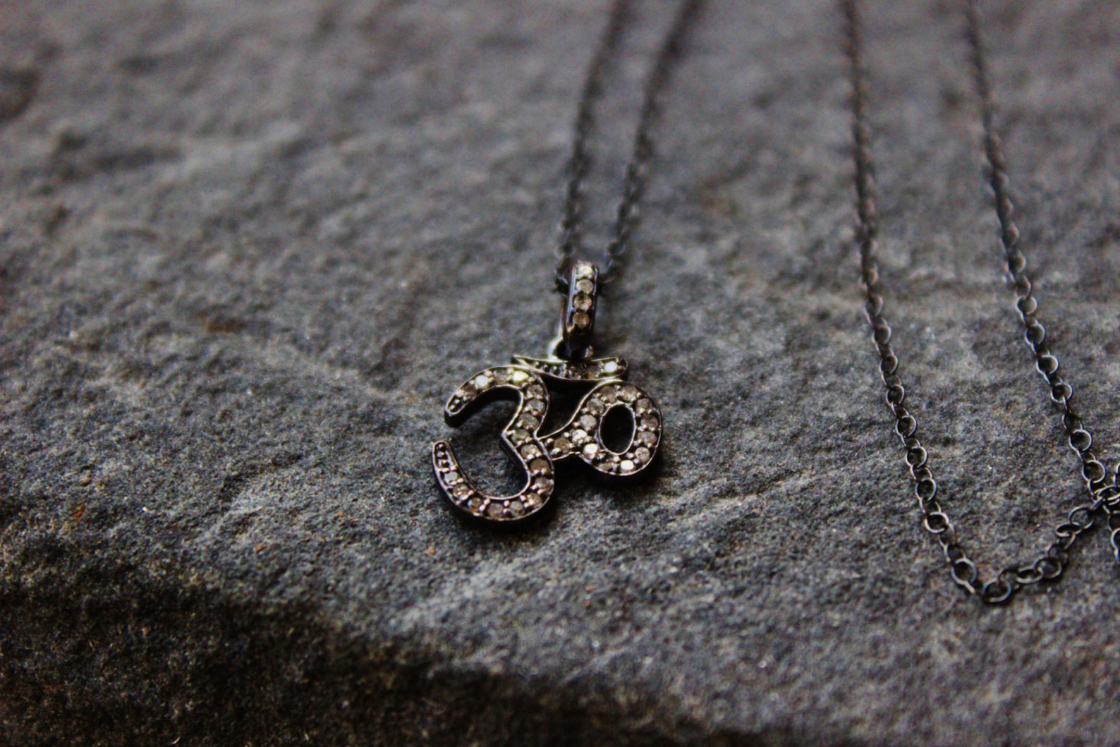 Diamond Ohm Pendant in Sterling Silver, Pave Ohm Pendant, Holiday Gift ...