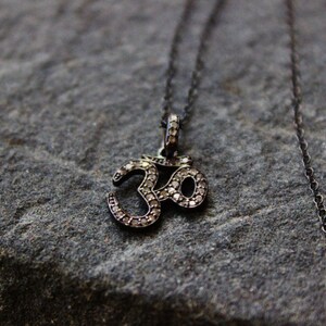 Diamond Ohm Pendant in Sterling Silver, Pave Ohm Pendant, Holiday Gift ...