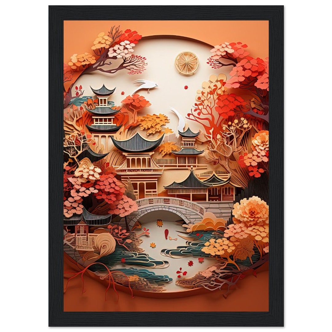 Japanese Autumn Wall Art Gift With 3d-effect. Traditional Japanese ...