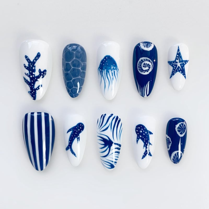 Whale Shark Nails - Etsy