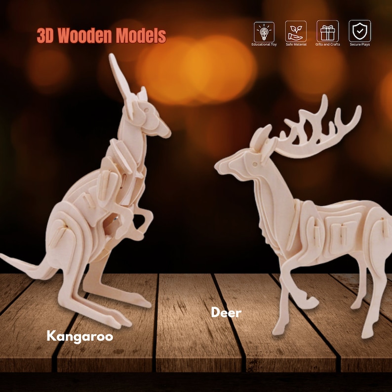 3D Animal Puzzle, DIY Puzzle Crafts Wooden Puzzle, Color It Puzzles ...