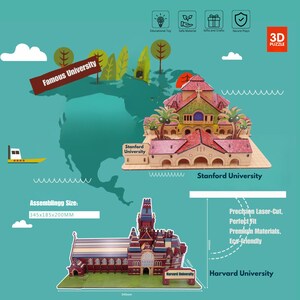 Harvard University Model, Stanford College Puzzle, Graduation Gift 2025 ...