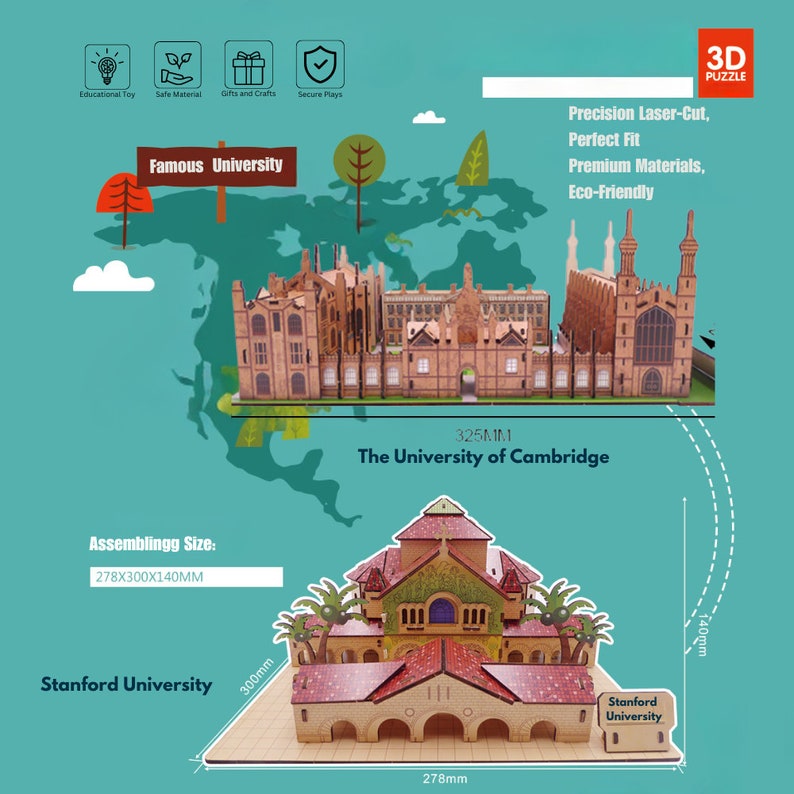 Harvard University Model, Stanford College Puzzle, Graduation Gift 2025 ...