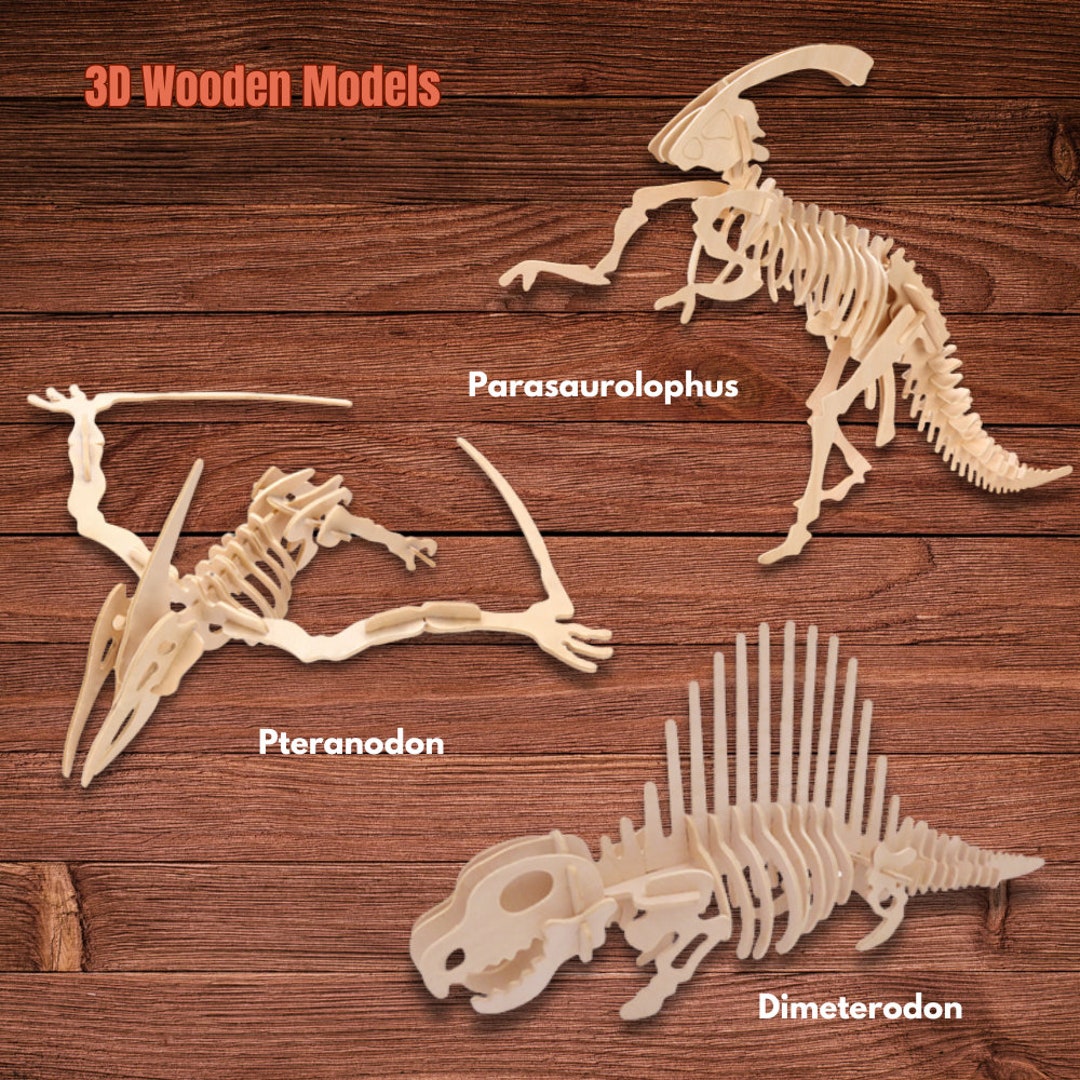 Dinosaur Wooden Puzzle, Wooden Craft, Family Activity, Science ...