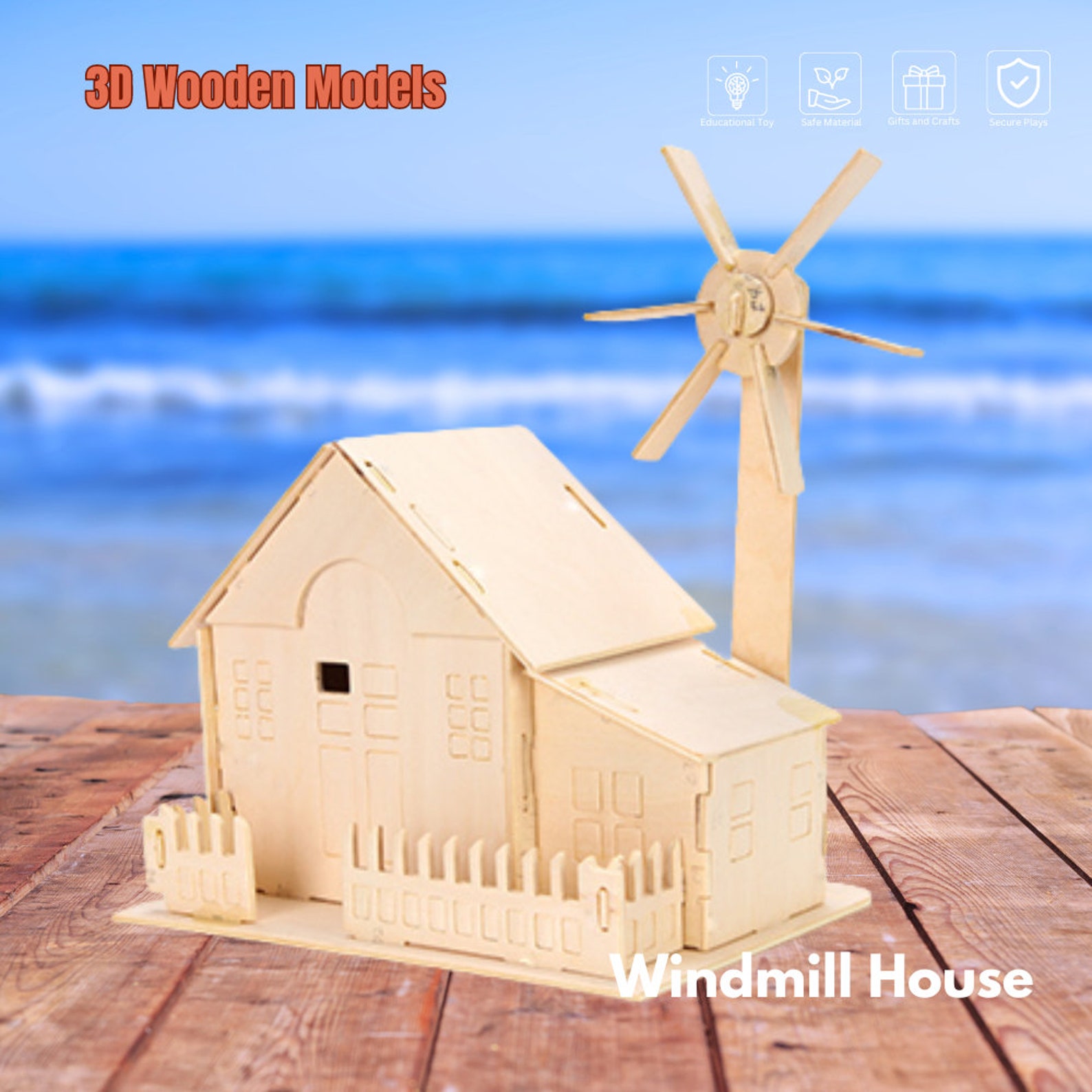 Wooden 3D Puzzle of Windmills, Barns, and Dutch Windmills, Girls Gifts ...