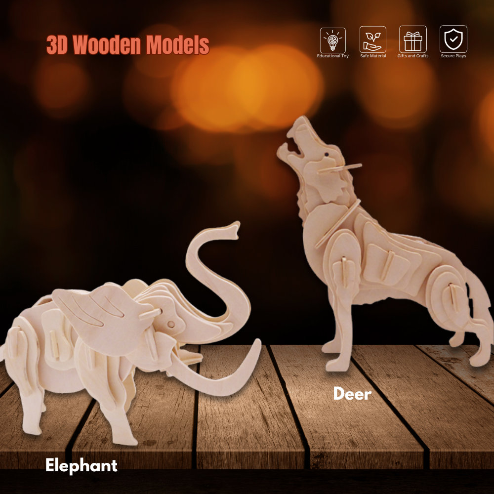 3D Animal Puzzle, DIY Puzzle Crafts Wooden Puzzle, Color It Puzzles ...
