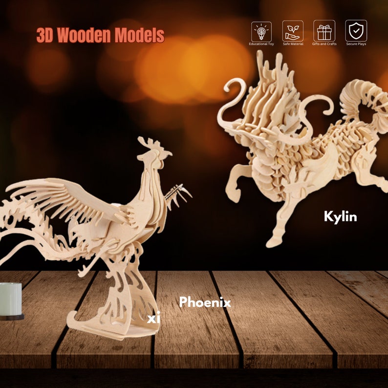 3D Animal Puzzle, DIY Puzzle Crafts Wooden Puzzle, Color It Puzzles ...
