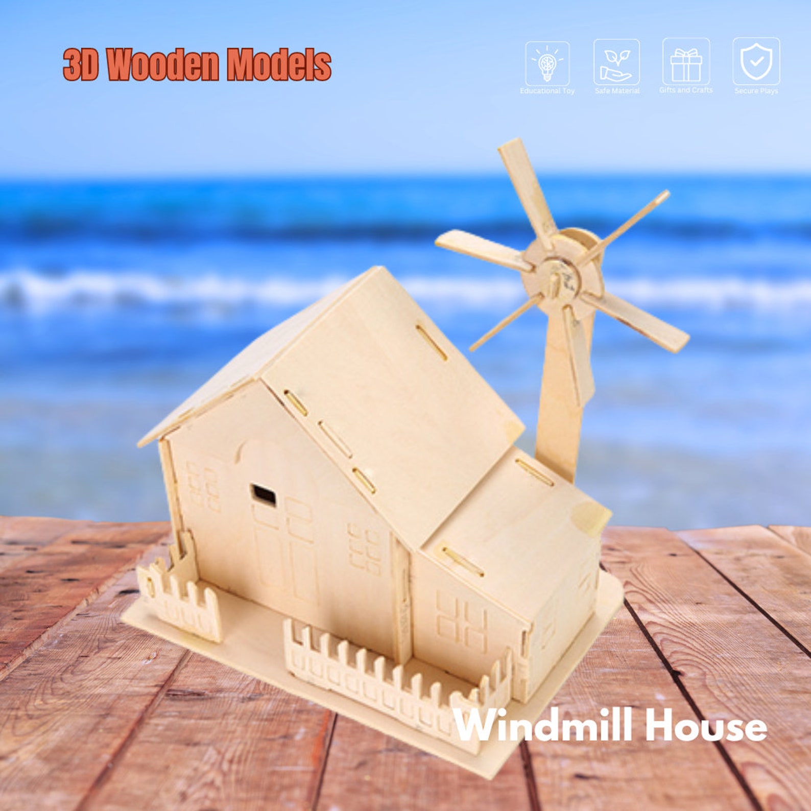 Wooden 3D Puzzle of Windmills, Barns, and Dutch Windmills, Fun and ...