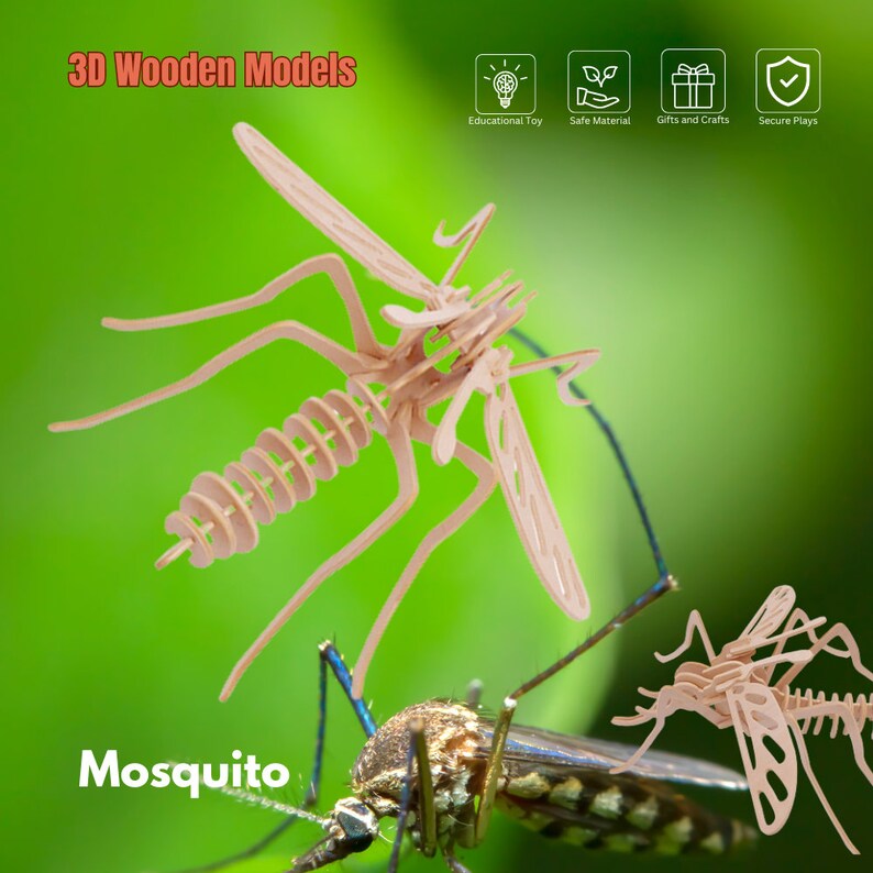 3D Wooden Insect Puzzle - Educational DIY Kit. Perfect for Summer Camp ...