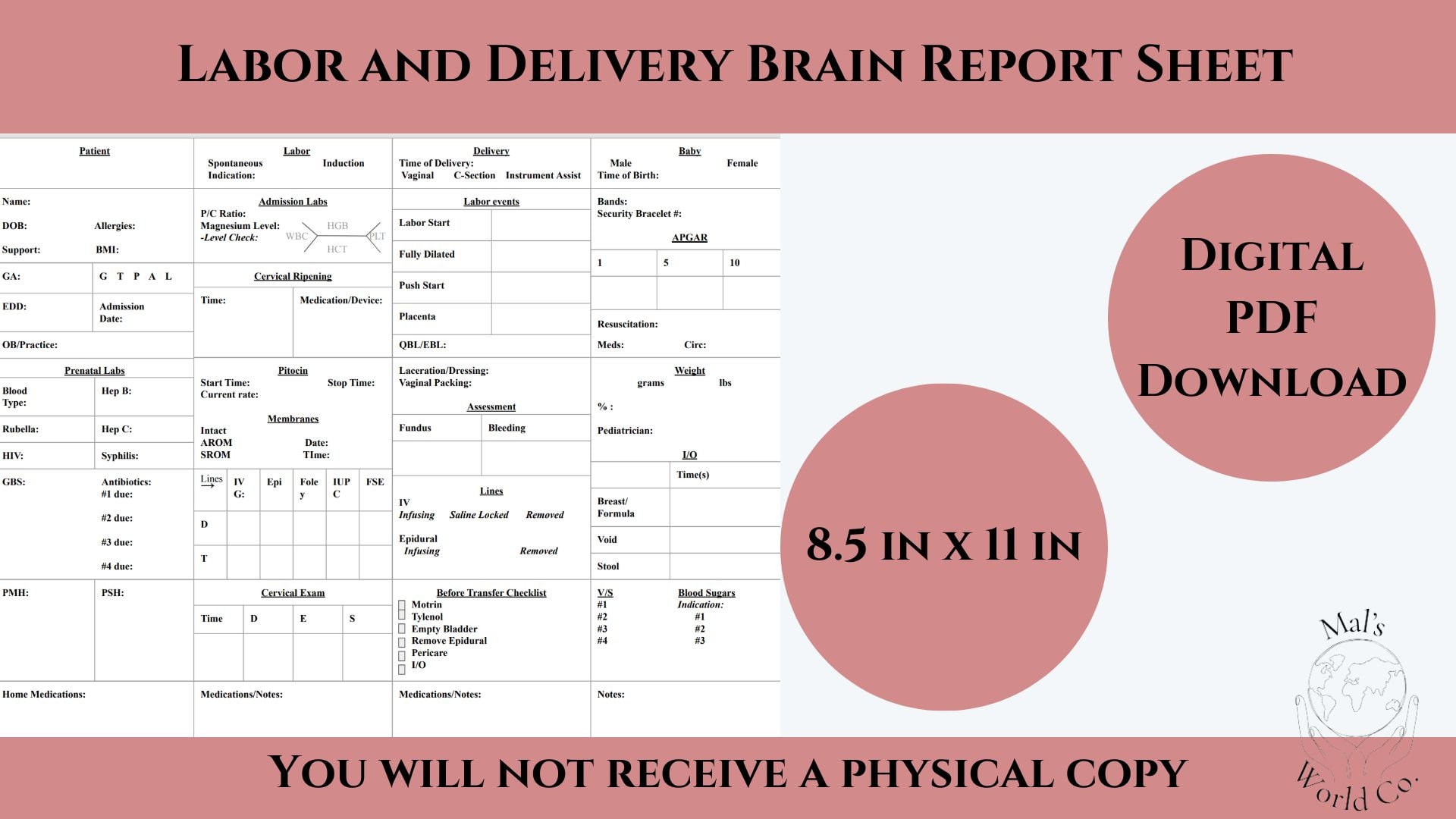 Labor And Delivery Report Sheet