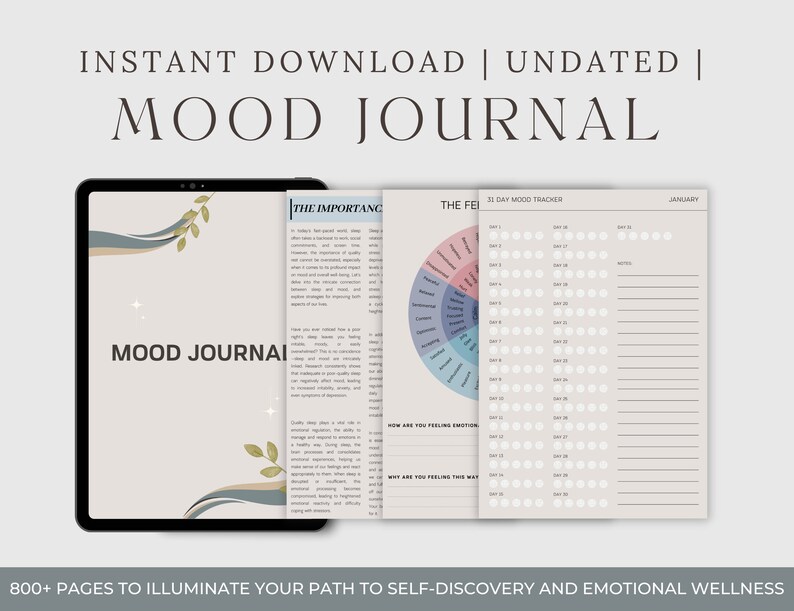 Mood Journal / Log, Feelings / Emotion Tracker, Digital Diary ...