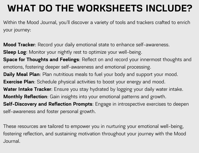 Mood Journal / Log, Feelings / Emotion Tracker, Digital Diary ...