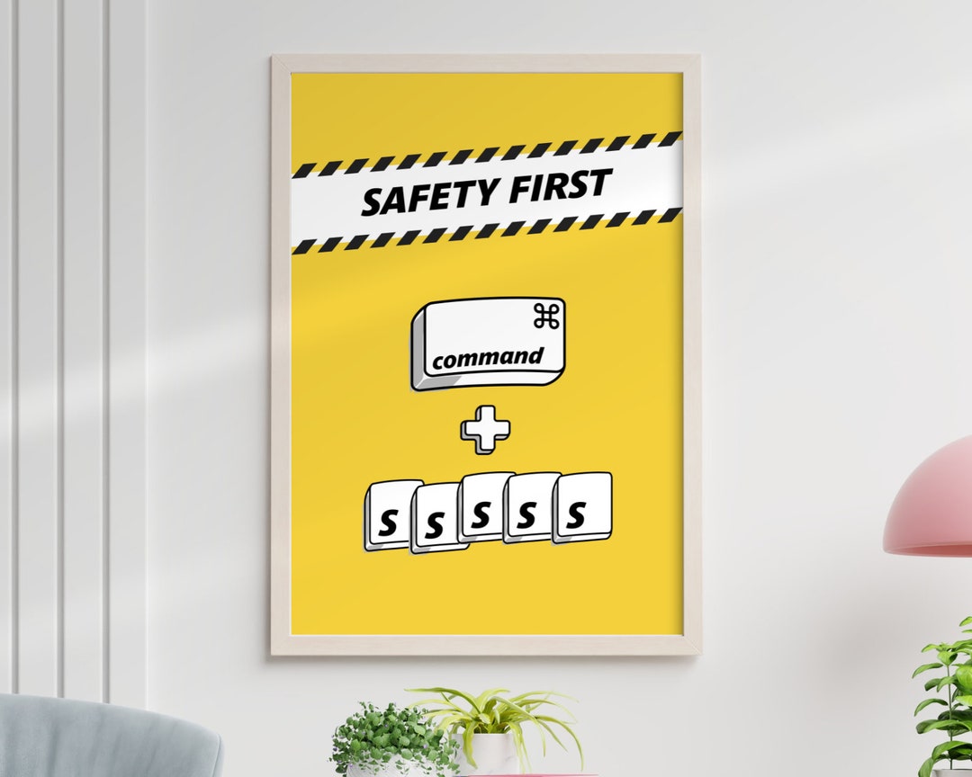 Funny Tech Wall Art Safety First Tech Poster Writer Designer Office ...