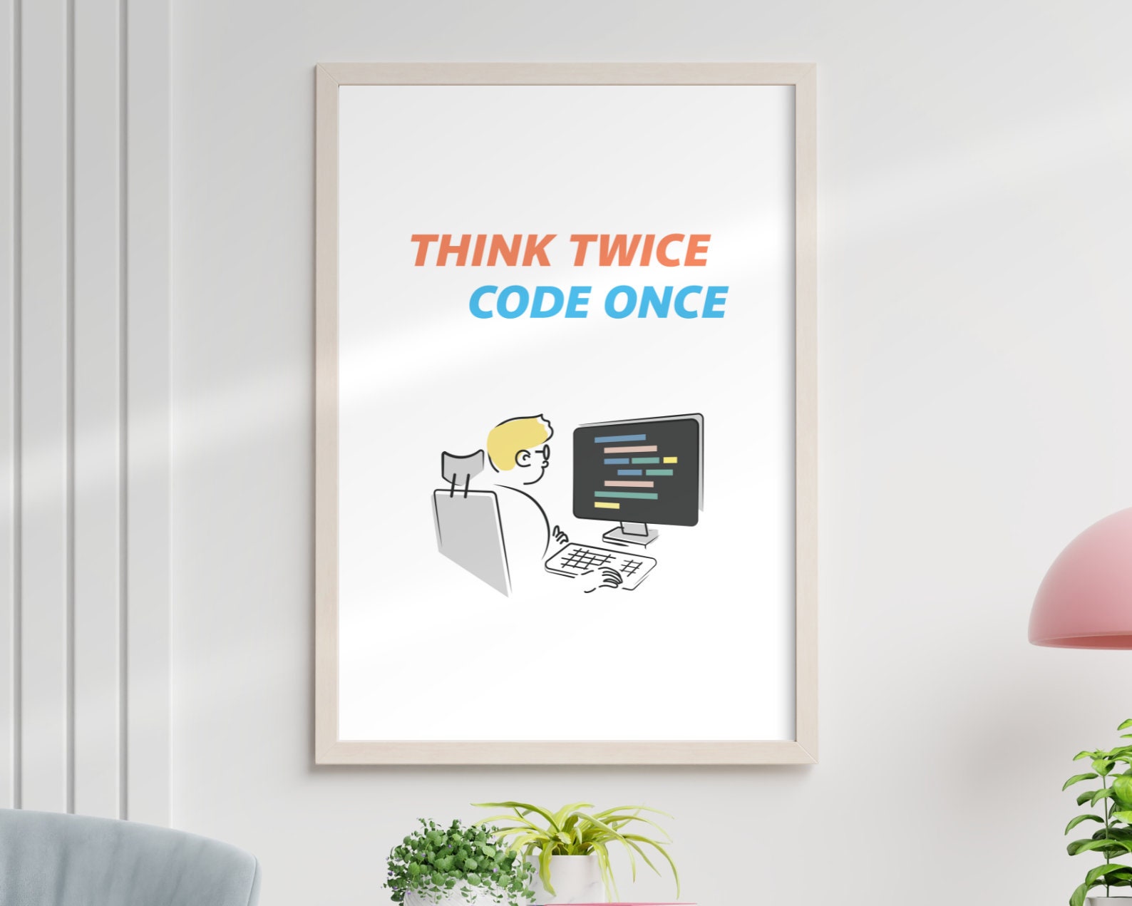 Think Twice Code Once Print: Minimalist Programmer Wall Art (digital ...