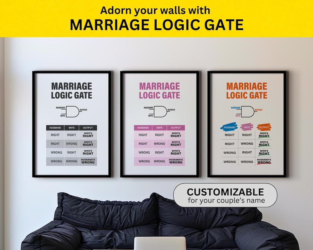 Custom Couple Names Marriage Logic Gate Programmer Wall Art Programmer ...